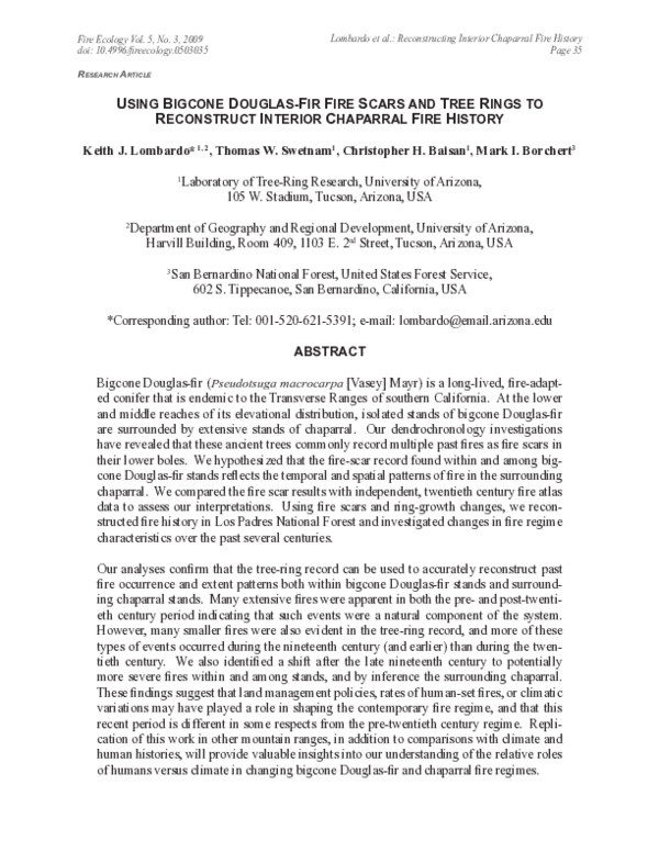 (PDF) Using Bigcone Douglas-Fir Fire Scars and Tree Rings to ...