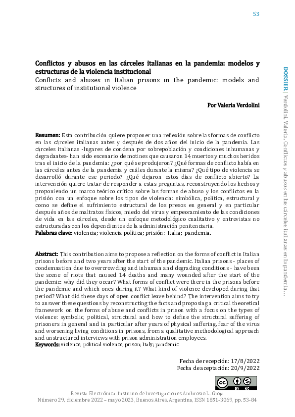 (PDF) Conflictos y abusos en las cárceles italianas en la pandemia ...