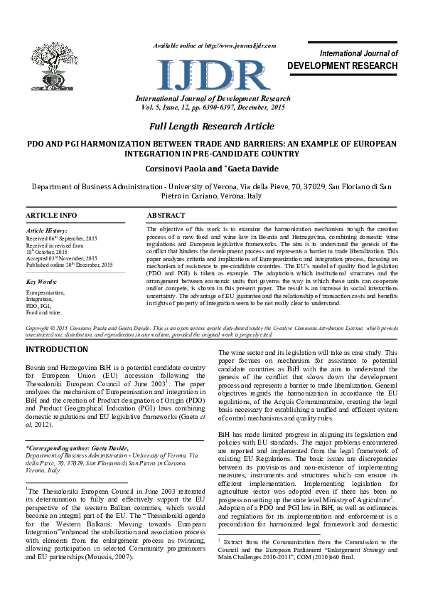 (PDF) Pdo and Pgi Harmonization Between Trade and Barriers: An Example ...
