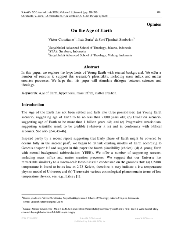 (PDF) On the Age of Earth