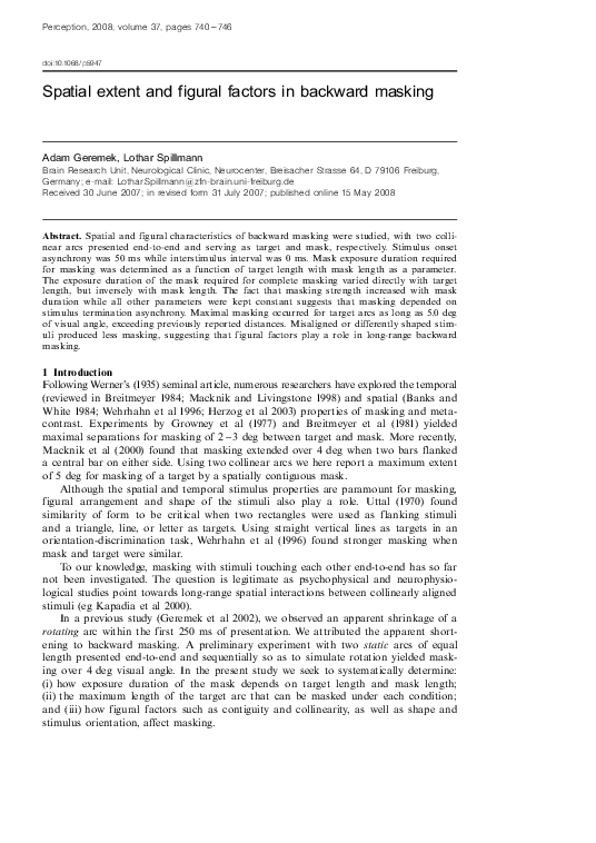 (PDF) Spatial extent and figural factors in backward masking