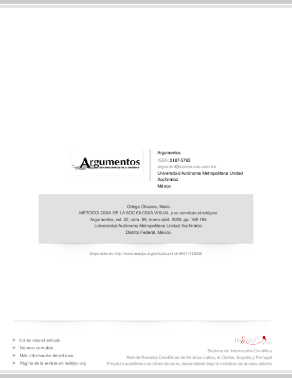 (PDF) METODOLOGíA DE LA SOCIOLOGíA VISUAL Y Su Correlato Etnológico