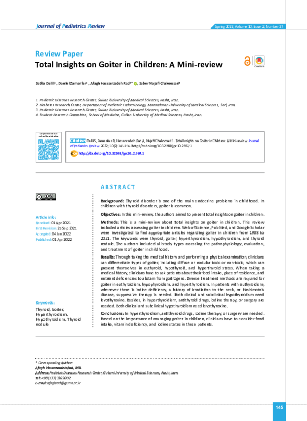 (PDF) Total Insights on Goiter in Children: A Mini-review