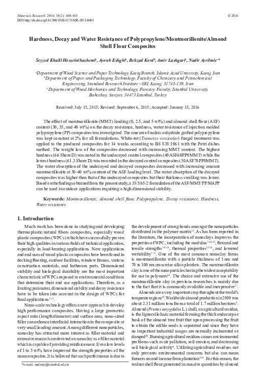 (PDF) Hardness, Decay and Water Resistance of Polypropylene ...