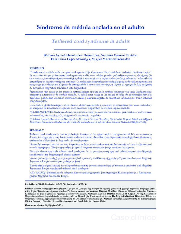 (PDF) Síndrome de médula anclada en el adulto
