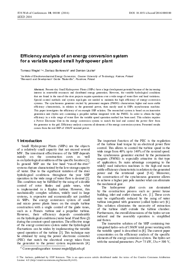 (PDF) Efficiency analysis of an energy conversion system for a variable ...