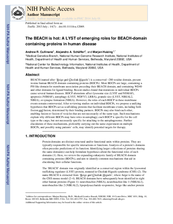 (PDF) The BEACH Is Hot: A LYST of Emerging Roles for BEACH-Domain ...