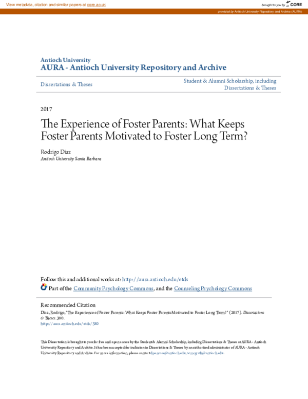 (PDF) The Experience of Foster Parents: What Keeps Foster Parents ...