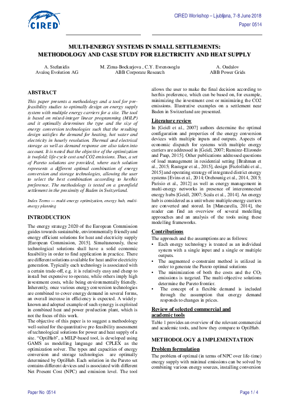 (PDF) Multi-Energy Systems in Small Settlements: Methodology and Case Study for Electricity and ...