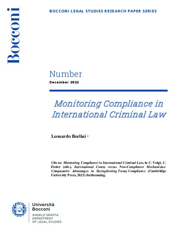 (PDF) Monitoring Compliance in International Criminal Law