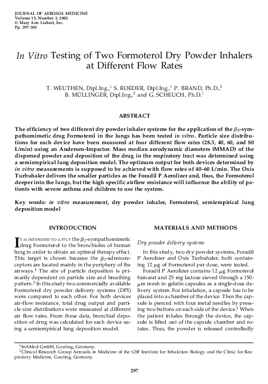 (PDF) In Vitro Testing of Two Formoterol Dry Powder Inhalers at ...