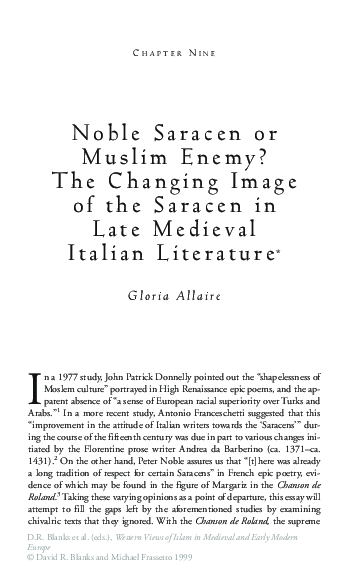 (PDF) Noble Saracen or Muslim Enemy? The Changing Image of the Saracen ...