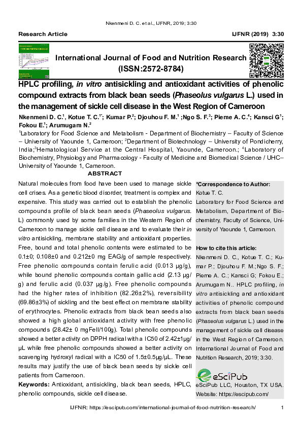 Pdf Hplc Profiling In Vitro Antisickling And Antioxidant Activities