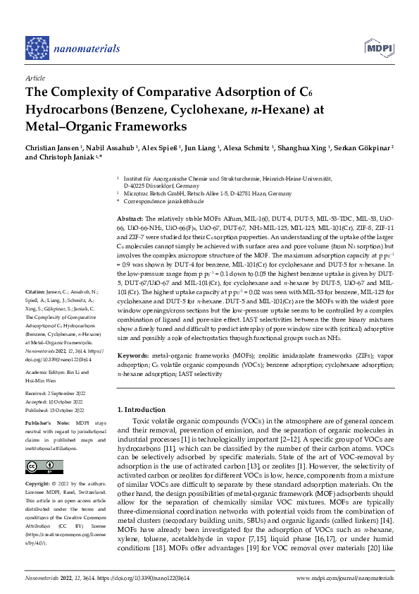 (PDF) The Complexity of Comparative Adsorption of C6 Hydrocarbons ...