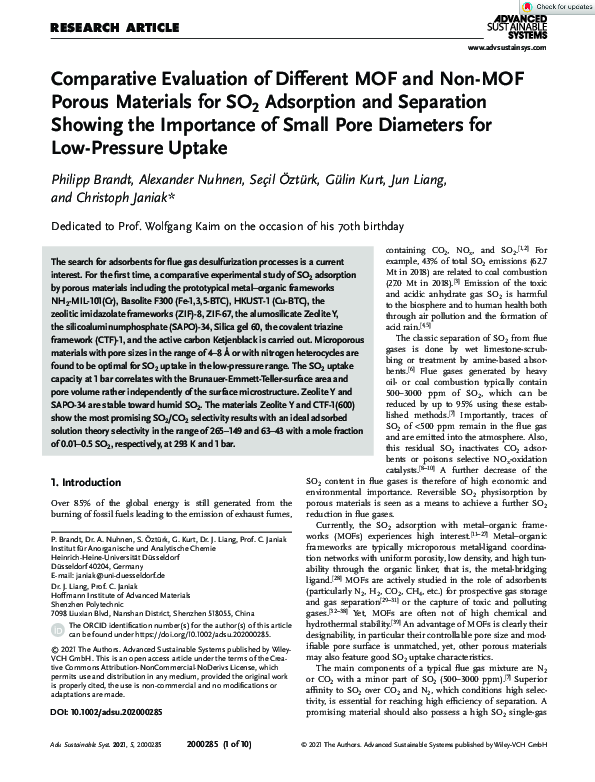 (PDF) Comparative Evaluation of Different MOF and Non‐MOF Porous ...