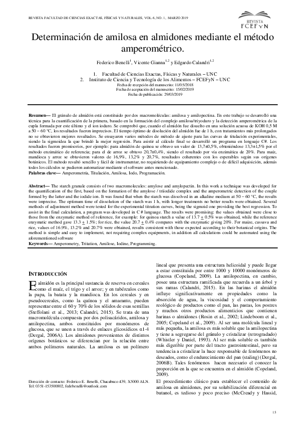 (PDF) Determinación de amilosa en almidones mediante el método ...
