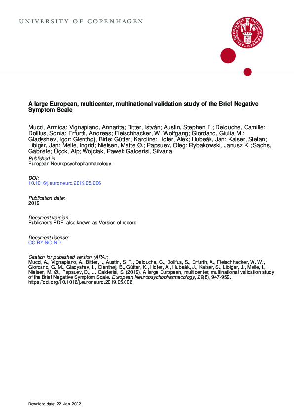 (PDF) A large European, multicenter, multinational validation study of ...