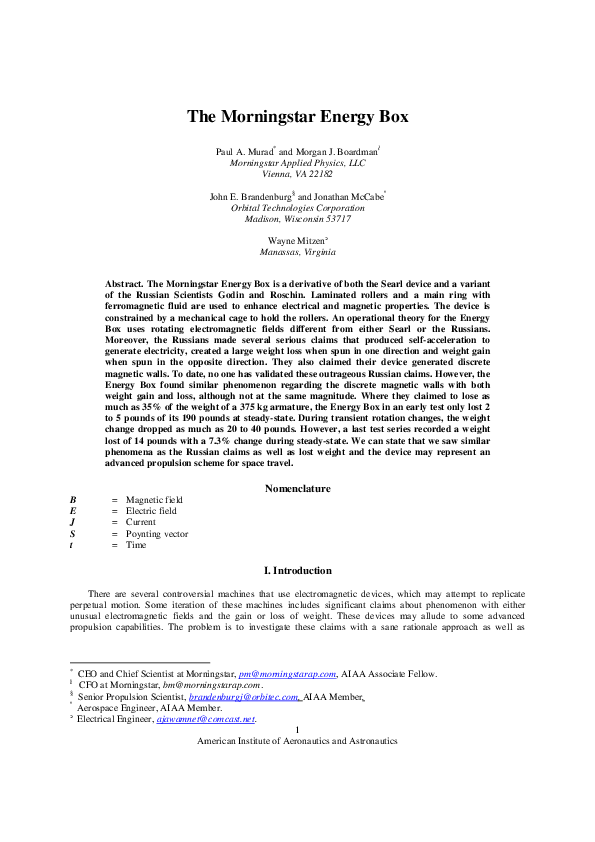 (PDF) The Morningstar Energy Box