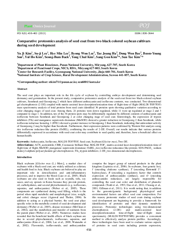 Pdf Comparative Proteomics Analysis Of Seed Coat From Two Black