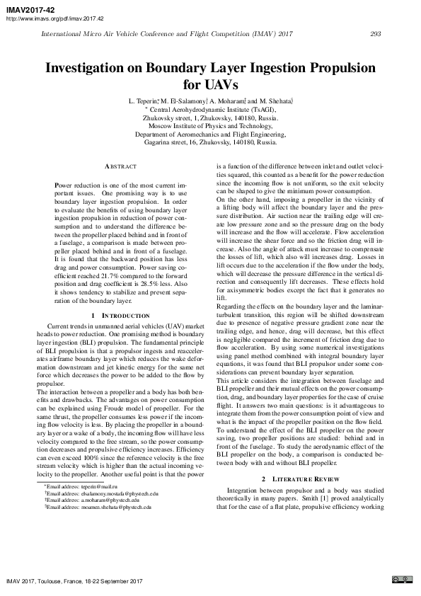 (PDF) Investigation on Boundary Layer Ingestion Propulsion for UAVs