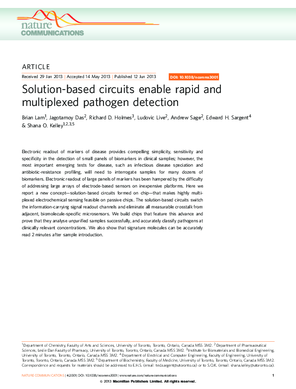 Pdf Solution Based Circuits Enable Rapid And Multiplexed Pathogen