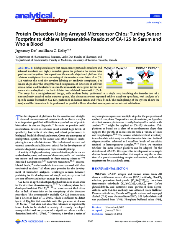 Pdf Protein Detection Using Arrayed Microsensor Chips Tuning Sensor