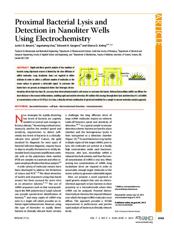 (PDF) Proximal Bacterial Lysis and Detection in Nanoliter Wells Using ...