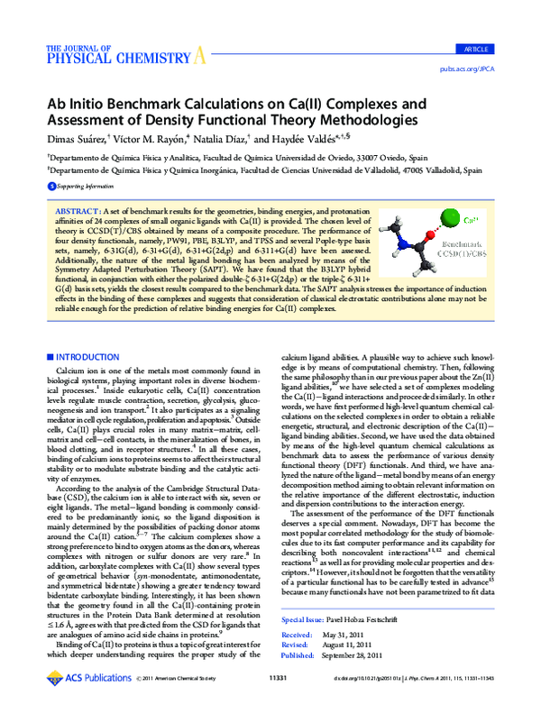 Pdf Ab Initio Benchmark Calculations On Ca Ii Complexes And