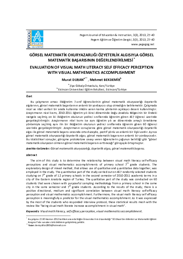 (PDF) Evaluation of visual math literacy self efficacy perception with ...