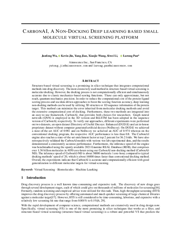 (PDF) CarbonAI, A Non-Docking Deep learning based small molecule ...
