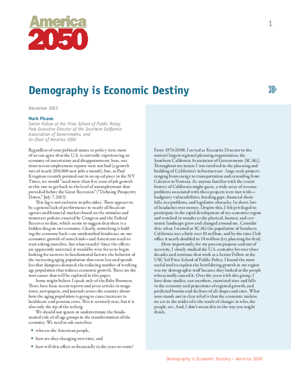 (PDF) Demography Is Economic Destiny