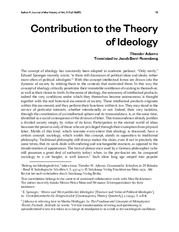 (PDF) Contribution to the Theory of Ideology