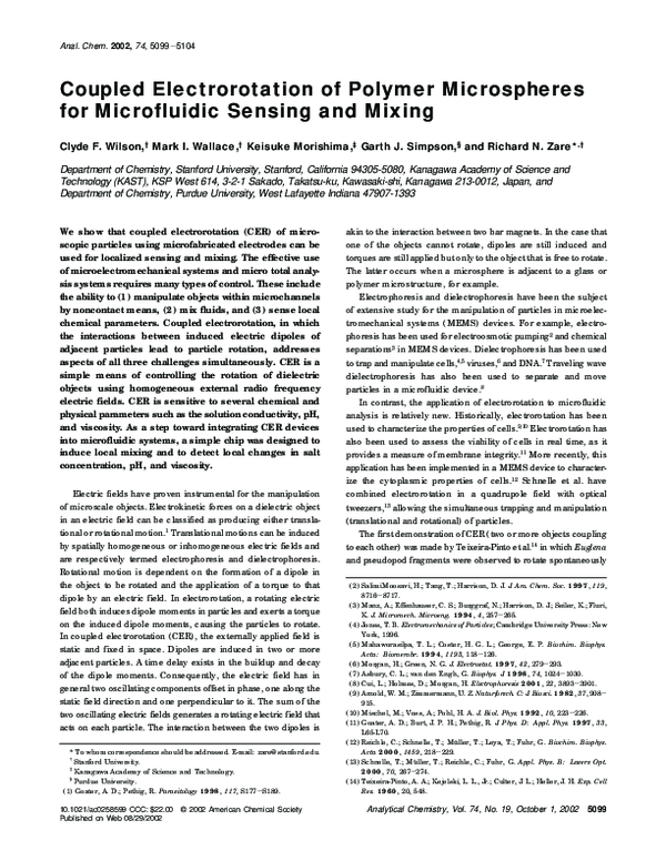 (PDF) Coupled Electrorotation of Polymer Microspheres for Microfluidic Sensing and Mixing