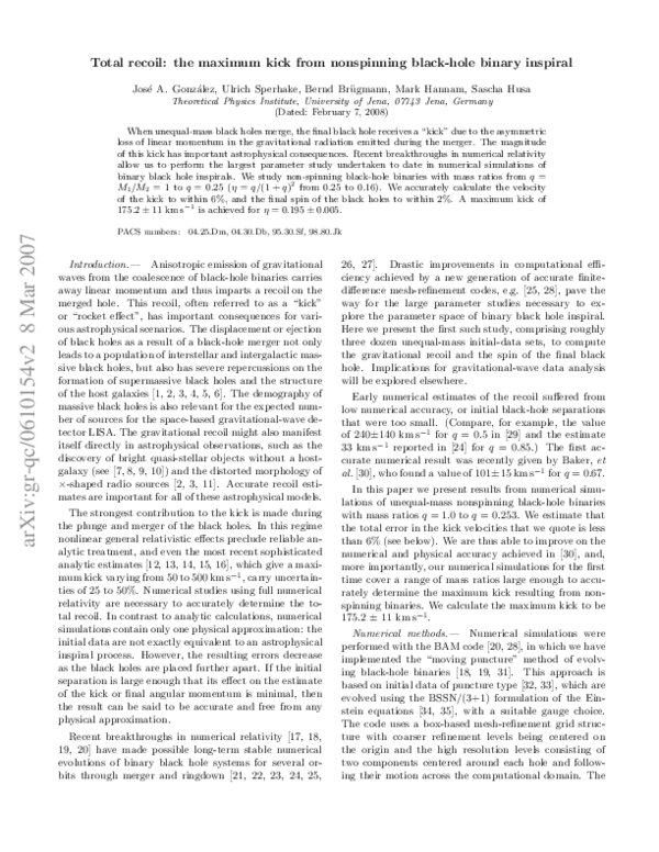 (PDF) Maximum Kick from Nonspinning Black-Hole Binary Inspiral