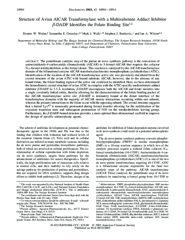 (PDF) Structure of Avian AICAR Transformylase with a Multisubstrate ...