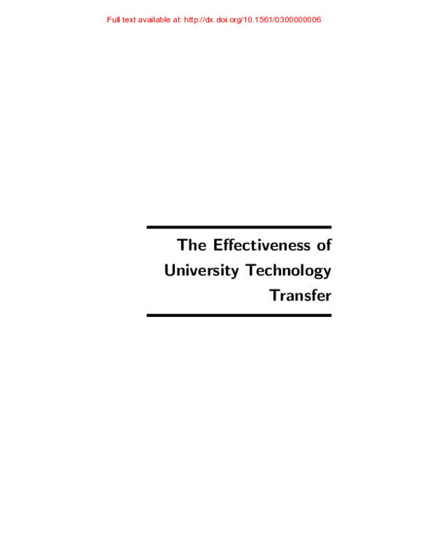 (PDF) The Effectiveness of University Technology Transfer