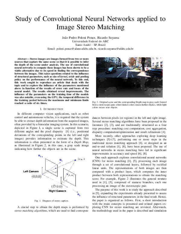 (PDF) Study of Convolutional Neural Networks applied to Image Stereo Matching