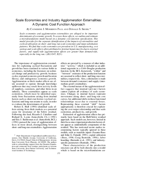 (PDF) Scale Economies and Industry Agglomeration Externalities: A ...