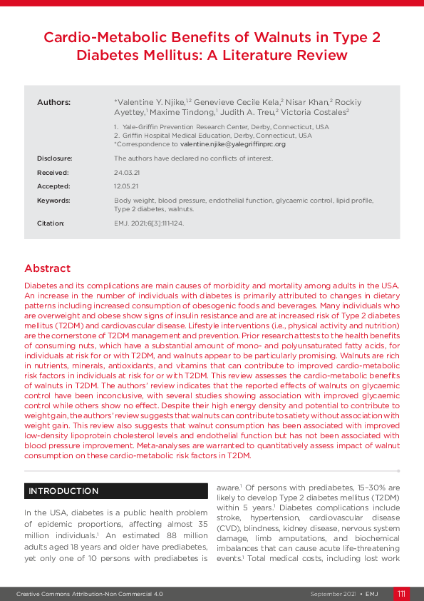 (PDF) Cardio-Metabolic Benefits of Walnuts in Type 2 Diabetes Mellitus ...
