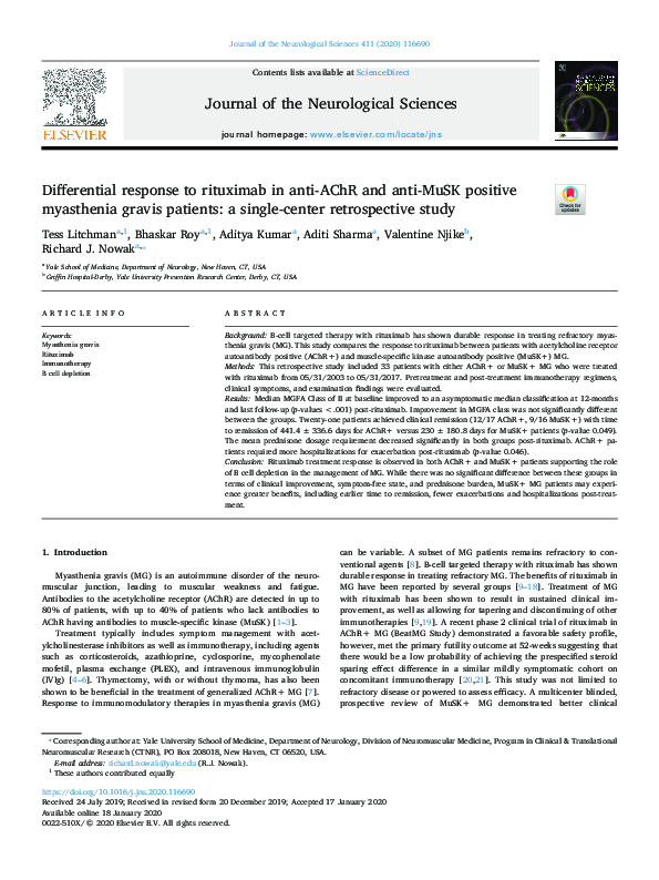 (PDF) Differential response to rituximab in anti-AChR and anti-MuSK ...