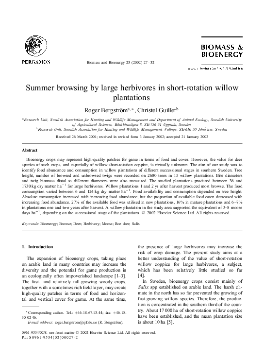 (PDF) Summer browsing by large herbivores in short-rotation willow ...