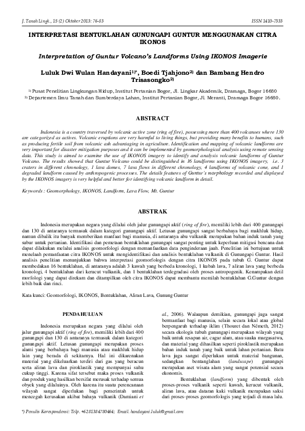 (PDF) Interpretasi Bentuklahan Gunungapi Guntur Menggunakan Citra Ikonos