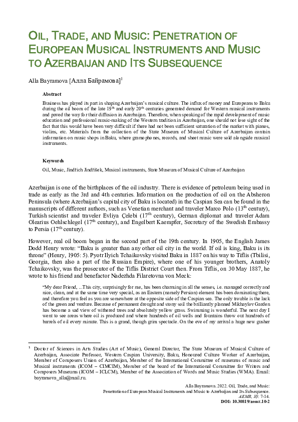 (PDF) OIL, TRADE, AND MUSIC: PENETRATION OF EUROPEAN MUSICAL ...