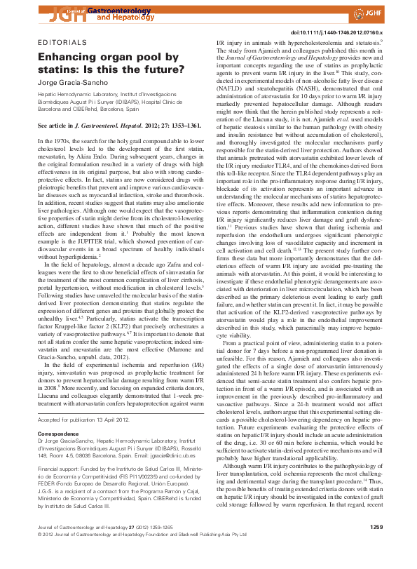(PDF) Enhancing organ pool by statins: Is this the future?