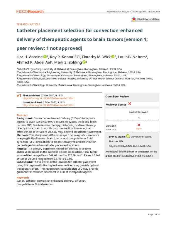 (PDF) Catheter placement selection for convection-enhanced delivery of ...