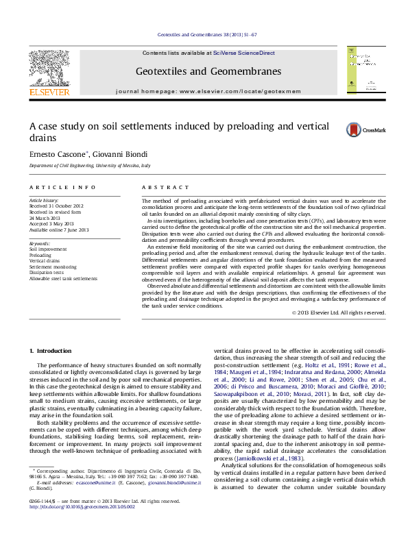 (PDF) A case study on soil settlements induced by preloading and ...