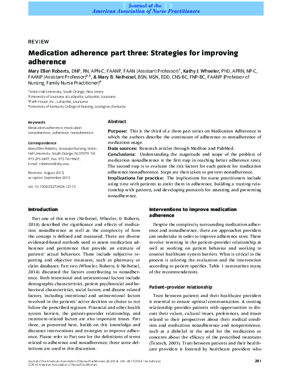 (PDF) Medication adherence Part three: Strategies for improving ...