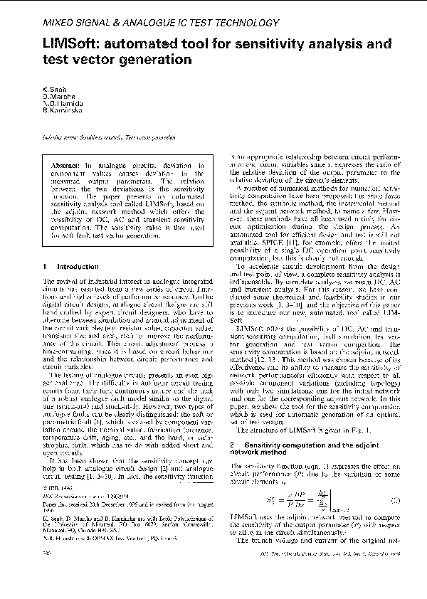 (PDF) LIMSoft: automated tool for sensitivity analysis and test vector ...
