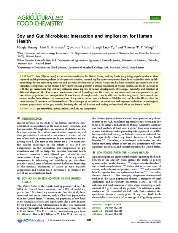 (PDF) Soy and Gut Microbiota: Interaction and Implication for Human Health