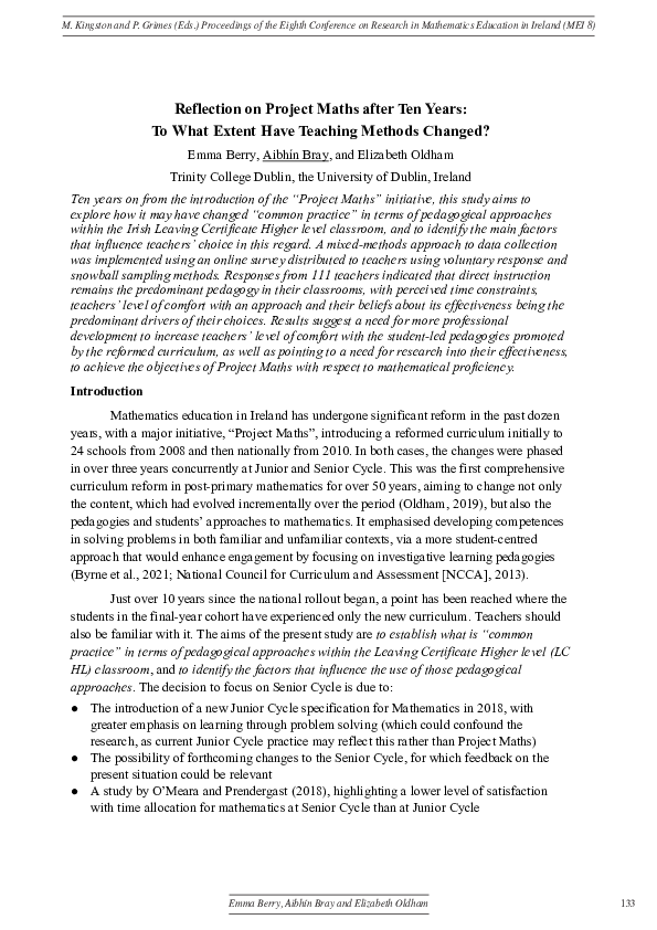 (PDF) Reflection on project maths after ten Years: To what extent have ...